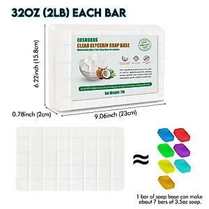 EDSRDRUS 2LB Unscented Glycerin Soap Base DIY Handmade Soap Moisturizing Melt and Pour Soap Base for Crafting, Vegetable Glycerin & Coconut Oil, Easy to Cut (White, 2LB)
