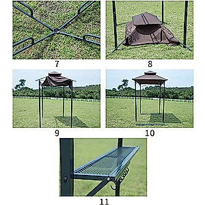 Grill Gazebo 5×8 Grill BBQ Canopy Tent Shelter with 2 Tier Hardtop Outdoor Patio Backyard Deck (L96 x W60 x H101, Red)