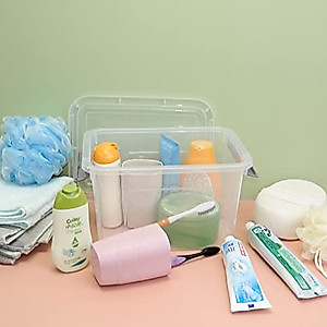 EudokkyNA 5L Small Plastic Storage Bin, Clear Storage Boxes Set of 6