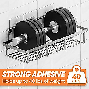 Bunoxea Shower Caddy, 5-Pack Shower Shelves,Adhesive Shower Organizer Shelves,Large Capacity,Rustproof Shower Caddy Basket Shelf,Shower Shelf for Bathroom & Kitchen Storage,Silver