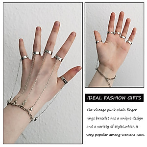 Hand Chain Bracelet Ring Bracelet Hand Chain Dainty 14K Gold Finger Ring Bracelet Trendy Adjustable Rhinestone Finger Ring Hand Chain for Women Gifts Trendy Stuff