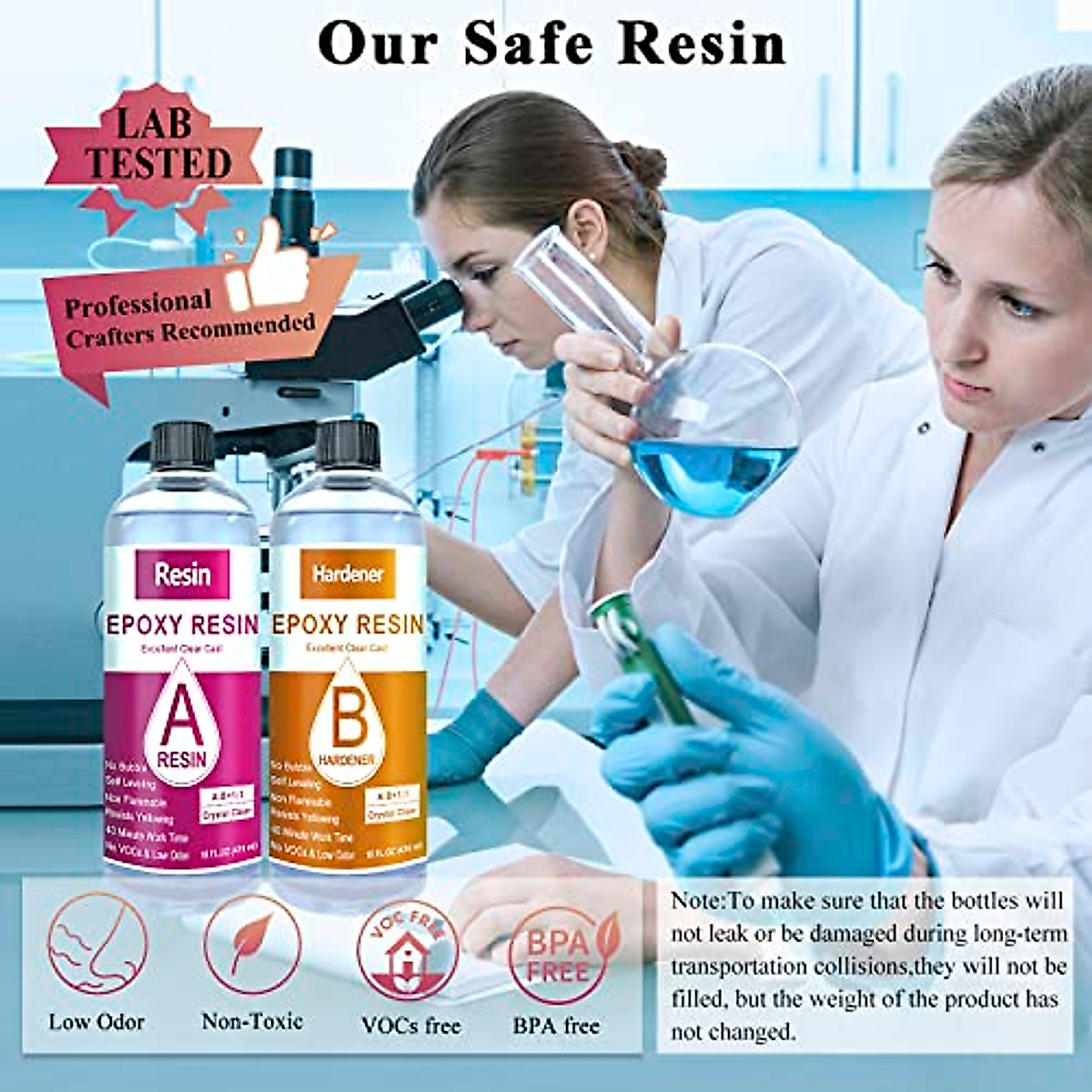 Epoxy Resin-32OZ Resin Kit, Epoxy Resin Crystal Clear-Not Yellowing and No Bubble Self Leveling Easy Mix 1:1 Casting & Coating for DIY Jewelry Making of The Art Resin & Epoxy Resin (32oz)