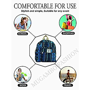 Generic Eco Friendly Set Of Mini Backpack + Pen case Coin Purse Hemp University Light Weight For Girl (Blue), Small