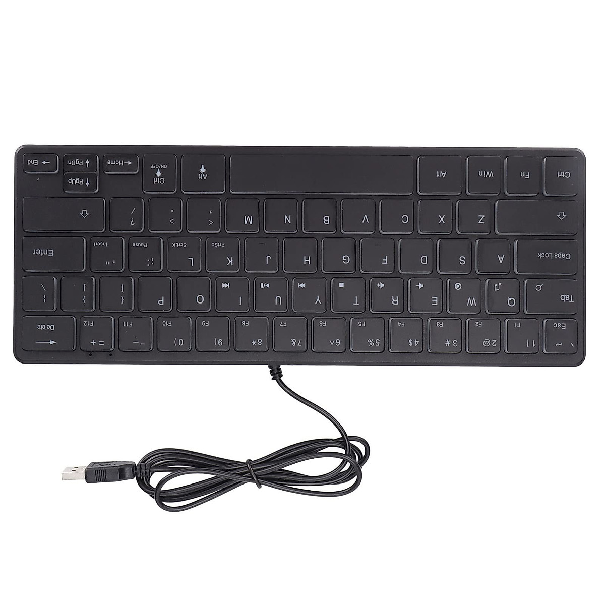 ASHATA Mini USB Wired Gaming Keyboard 64 Keys RGB Backlights Computer Gaming Keyboard for Desktop Notebook Computer, Plug and Play