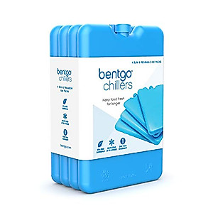 Bentgo Ice Lunch Chillers - Ultra-Thin Ice Packs Perfect for Everyday Use in Lunch Bags, Lunch Boxes and Coolers - 4 Pack (Blue)