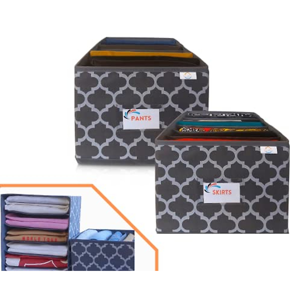 About tidy Love 7 Grids Closet Organizer, Sturdy Wardrobe Clothes Organizer for Folded Clothes, Clothes Storage Organizer for T-Shirts, Jeans, Drawer Divider Storage - Set of 2 w/ 12 labels