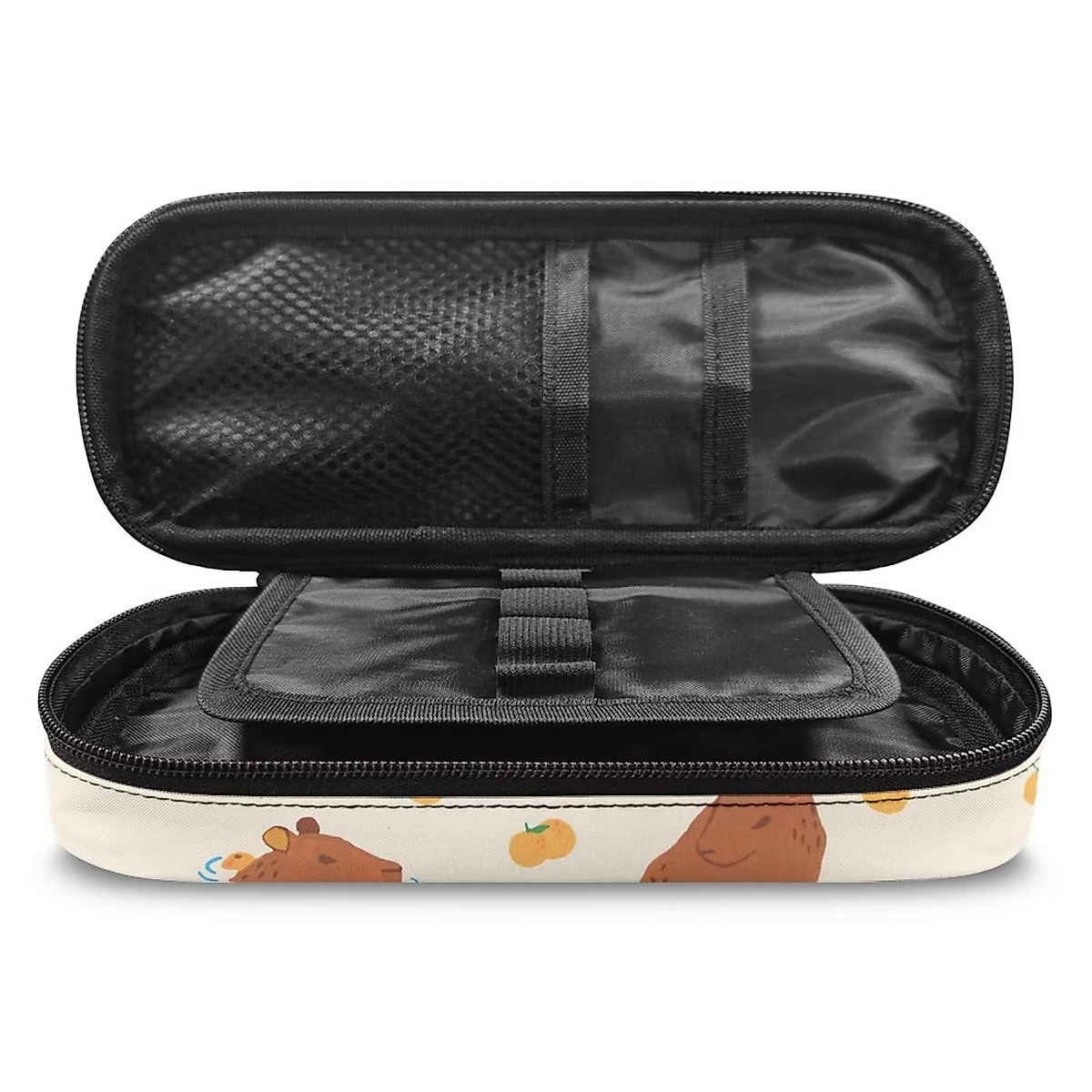 INSTANTARTS Orange Capybara Cute Pencil Case Big Capacity Pencil Box Pencil Holder Kids Girls Boys Portable Stationery Bag Pencil Pouch