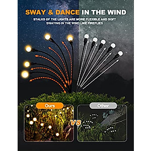 ZIVASA 10LED Starburst Swaying Solar Lights, Firefly Garden Light, Decorative Solar Garden Lights, Outdoor Waterproof Firefly Path Lights for Pathway Yard Patio Landscape, Warm White 2PCS