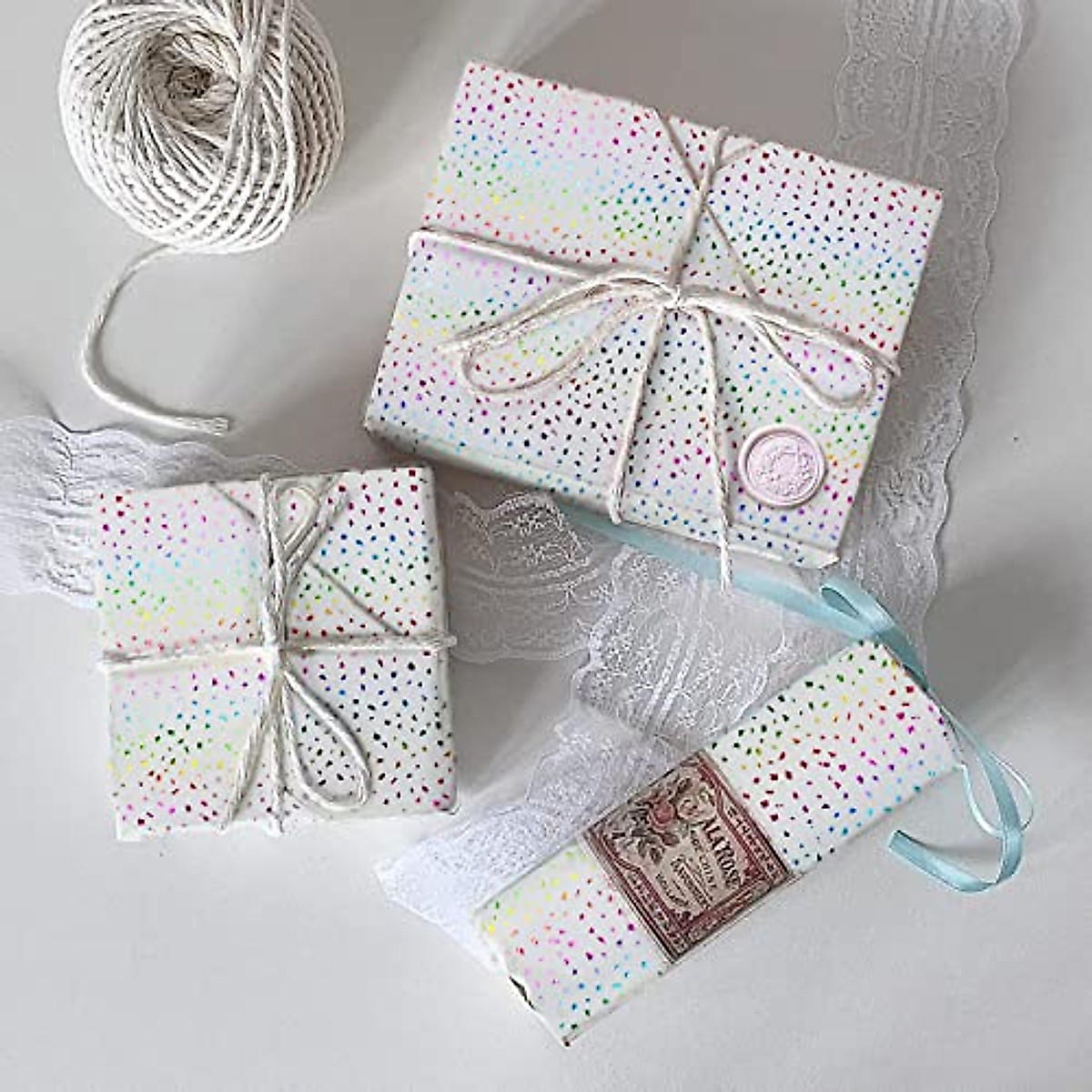 25 Sheets Rainbow Glitter Tissue Paper, 20"*28" Rainbow Sparkle on White Wrapping Paper, Confetti Tissue Paper for Birthdays, Baby Showers, Unicorn Party, Weddings, Christmas Gift Wrapping