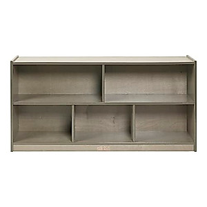 ECR4Kids 5-Compartment Mobile Storage Cabinet, 24in, Classroom Furniture, Grey Wash