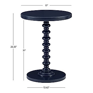 Powell Navy Blue Tarkin Round Turned Spindle Pedestal Side Accent Table