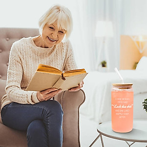 Gifts for Women,Funny Birthday Gifts,Gag Gifts for Coworker,Retired Friend,Boss,Teacher,Nurse,Mother,Valentine Day Gifts for Girlfriend,Sister - A Wise Woman Once Said "F*ck this sh*t" 18 OZ Can Glass