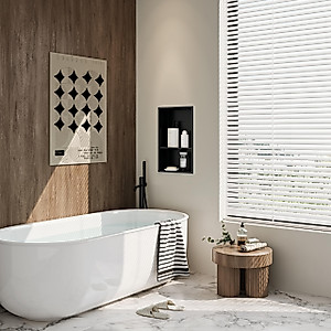 Qeke Stainless Steel Shower Niche 18" X 12", No Tile Needed Wall Niche Double Shelves, Recessed Niche Shower for Bathroom Storage, Matte Black