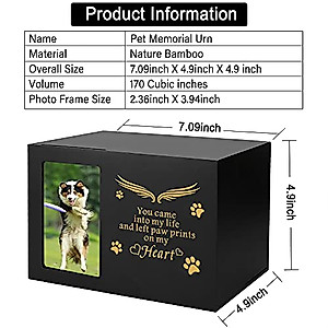 BAMTALK Pet Urns for Dogs or Cat Ashes, Dog Keepsake Box Cremation Urn, Pet Memorial Box, Pet Cremation Urn with Photo Frame,Large Wooden Urn for Dog Ashes, Pet Loss Memorial Gifts (170 Cubic Inches)