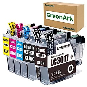 GreenArk Compatible Ink Cartridges Replacement for Brother LC3017XL LC-3017XL (BK/C/M/Y) High Yield Color Ink 5-Pack Work with Brother MFC-J6930DW MFC-J5330DW MFC-J6530DW MFC-J6730DW Printers