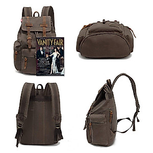 AUGUR High Capacity Canvas Vintage Backpack - for School Travel 12-15" Laptop Backapcks for Men Casual Daypacks Rucksack (M-Army Green)