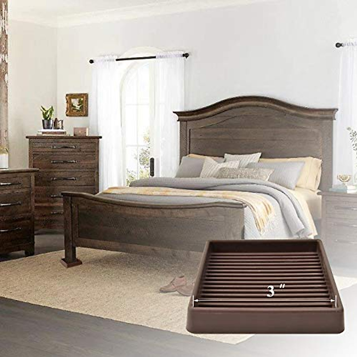 Yelanon Furniture Coasters,8 Pcs 3” Furniture Caster Cups - Non Slip Furniture Pads Hardwoods Floors - Non Skid Furniture Grippers, Rubber Feet, Anti Slide Floor Protector for Bed Couch Stoppers