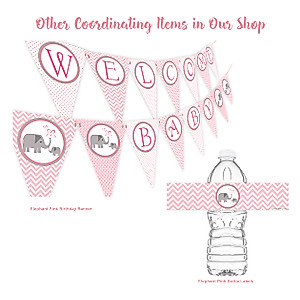 Little Elephant Pink Bottle Labels - Set of 20 - Baby Shower Water Bottle Labels - Baby Shower Decorations - Elephant Shower Party Supplies -Pink