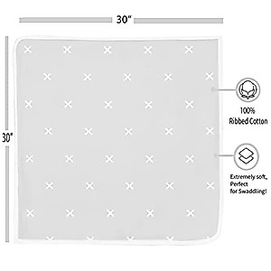 Baby Blankets – Soft Pure Cotton Blankets – 6 Pack of Breathable Swaddle Blankets – Unisex Baby Swaddle Blanket for Boys and Girls in Grey White Designs – Multi Use Blankey – 30 x 30 inches