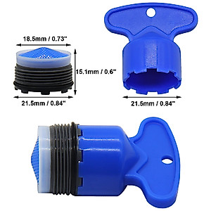 Jersvimc 4Pcs(2 Set) M21.5 Cache Faucet Aerator with Key Removal Wrench Tool, Bathroom Water Faucet Aerator Adapter Replacement Parts Water Flow Restrictor for Faucet Kitchen