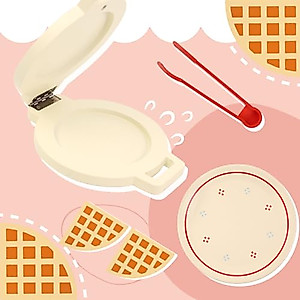 osettoys Toy Waffle Maker, Wooden Kitchen Play Set, Pretend Play Kitchen Appliance, Learning Toy for Kids, Cooking Toy Present for Boys Girls Age of 3-8