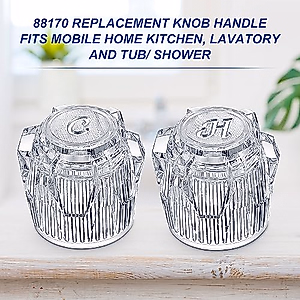 Dreyoo Shower Knob Replacement Compatible with Phoenix Mobile Home Sink &Tub/Shower, Acrylic Bathtub Knobs Parts Clear Faucet Handles with 17pt Spline Point Broach Center Hole(1 Pair)