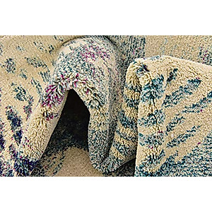 Unique Loom Positano Collection Coastal Modern Coral Lobster Shells Light Blue Area Rug (4' x 6')