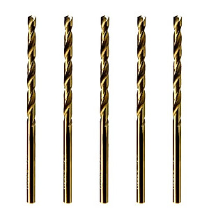 MAXTOOL No.10 5pcs Identical Jobber Length Drills Dia 0.1935" HSS M35 Cobalt Twist Drill Bits Wire Gauge Numbered Golden Straight Drill; JBN35G10R10P5