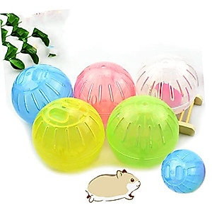 Hohopeti 3pcs Cm Transparent Gerbil for Animal Pets Plastic Wheel Run-About Mini Cage Chinchilla Ball- Ball Color Cute Pig Running Toy Runner Hedgehog Exercise Portable Accessories