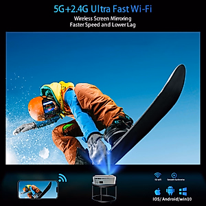5G WiFi Bluetooth Projector 4K with 450" Display,1000 ANSI Native 1080P Projector,Outdoor Movie Projector Support 4k,Dolby,Zoom,Correct Keystone,4K Projector Compatible W/TV Stick,iOS,Android,PS5