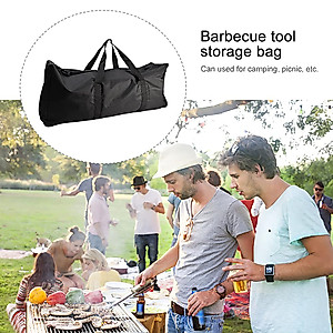 Waterproof BBQ Tools Carry Bag, Portable BBQ Tool Storage Bag, Thick Oxford Cloth, Outdoor BBQ Grill Accessories Bag for Camping Picnic Trip (L 82x20x33cm) (Large)