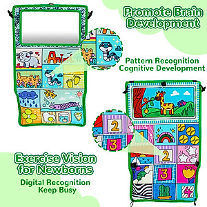 Car Seat Toys Double-Sided Use Kick and Play,Baby Car Toys Rear Facing with Hanging Toy&Teethers,Baby Travel Toys Montessori Baby Tummy Time Mirror Sensory Toys 6 to 12 Months Baby Loves Newborn Gift