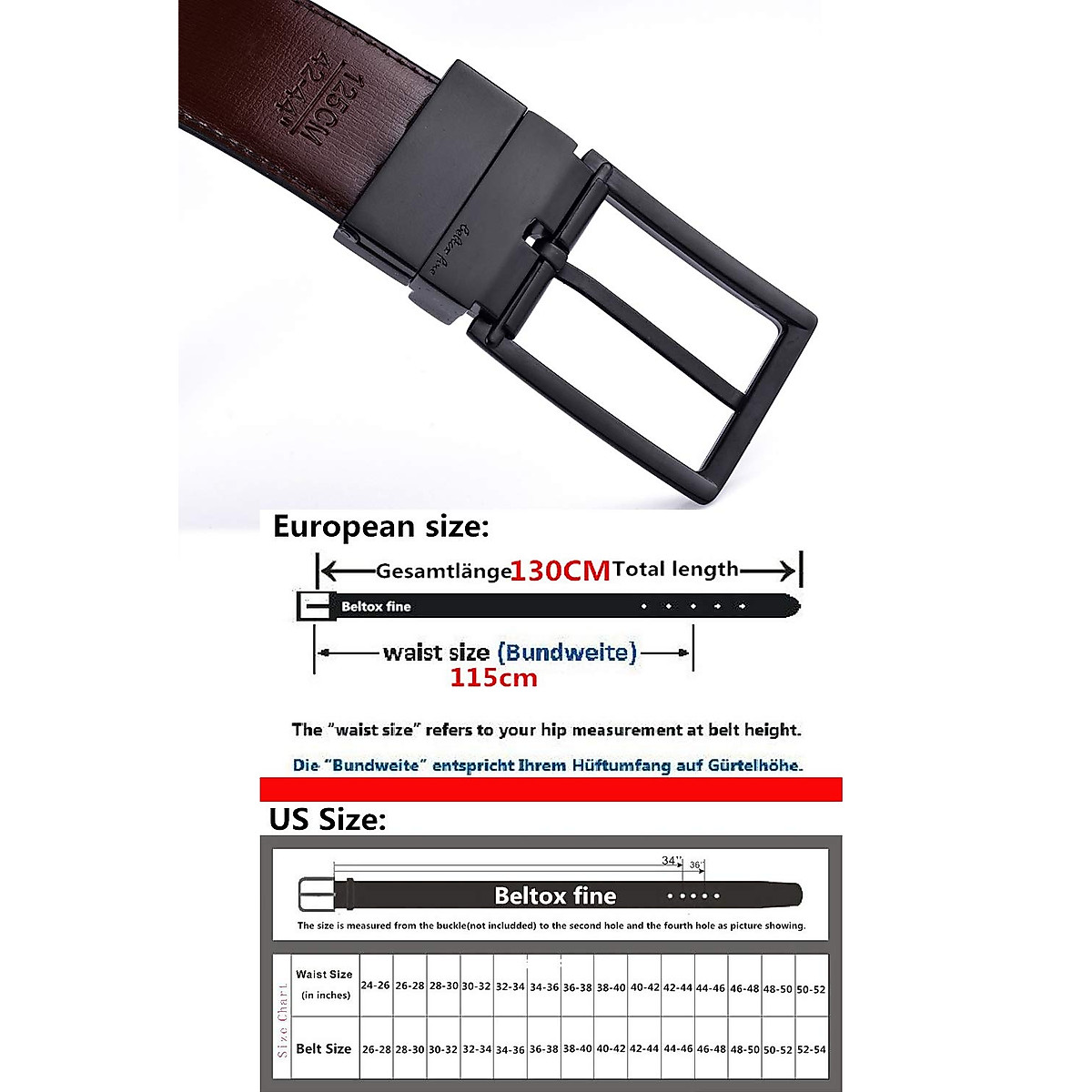 beltox fine Men's Dress Belt Leather Reversible 1.25" Wide Rotated Buckle Gift Box（Black/Brown Belt with 0440 Black Buckle,38-40）