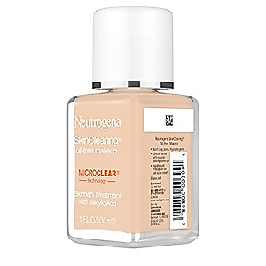 Neutrogena SkinClearing Oil-Free Acne and Blemish Fighting Liquid Foundation with Salicylic Acid Acne Medicine, Shine Controlling, for Acne Prone Skin, 70 Fresh Beige, 1 fl. oz
