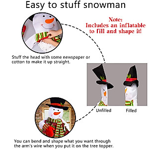 Christmas Tree Topper Snowman Hugger with Lights Strips - Xmas Holiday Winter Wonderland Party Decoration Ornament Supplies