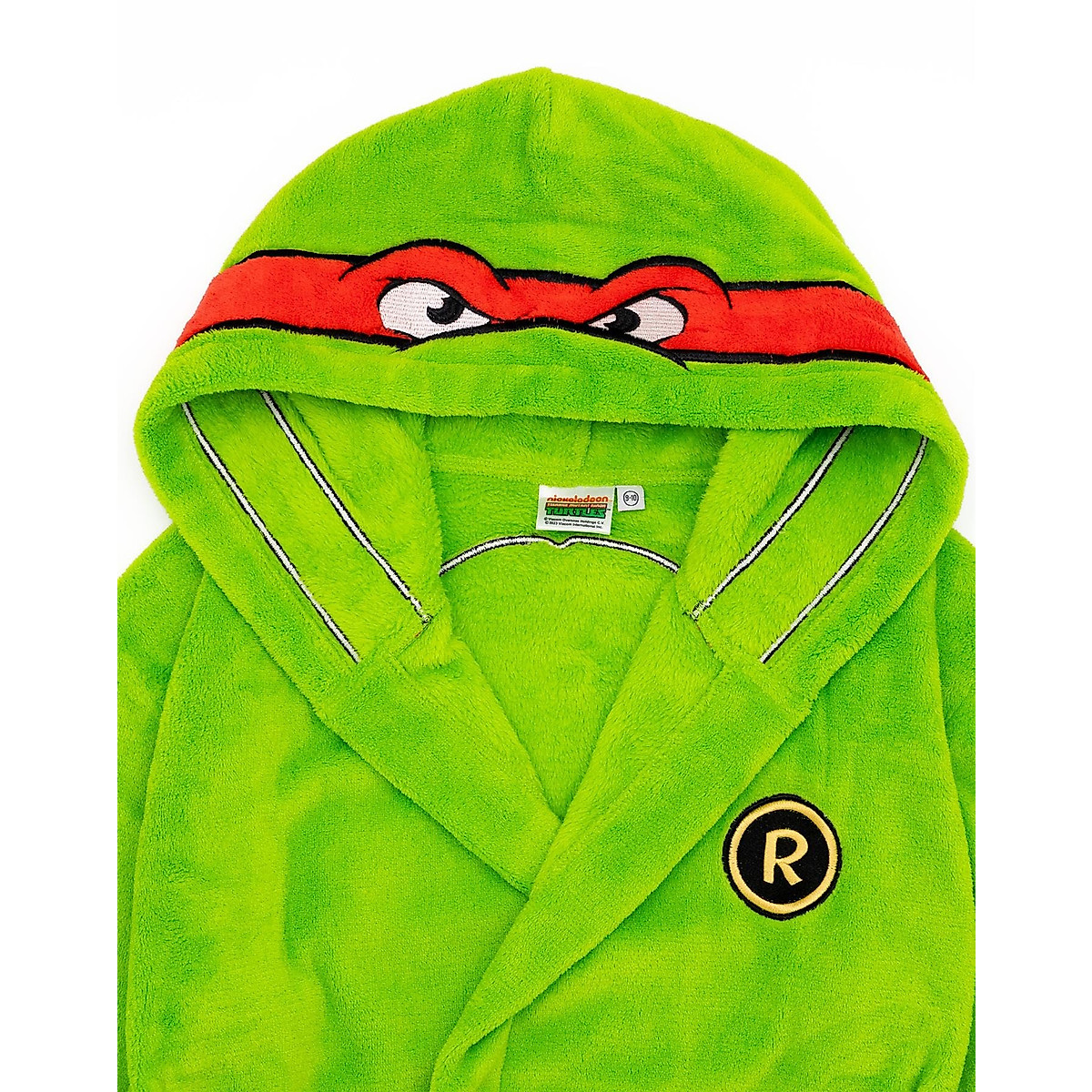 Teenage Mutant Ninja Turtles Boys Hooded Bathrobe Kids Superhero Dressing Gown in Green Cosy Comic Fleece Children Toddlers