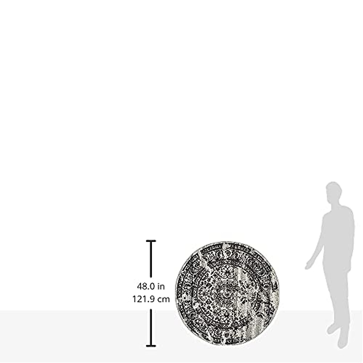 SAFAVIEH Adirondack Collection 4' Round Silver / Black ADR101A Oriental Distressed Non-Shedding Dining Room Entryway Foyer Living Room Bedroom Area Rug