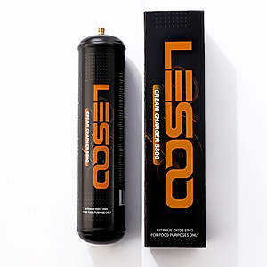 LesooWhip 615g Whipped Cream Charger 1 Box Pure N2O Tank 0.99 Liter Nitrous Oxide Cylinders with Most Cream Whippers(6 cylinders)