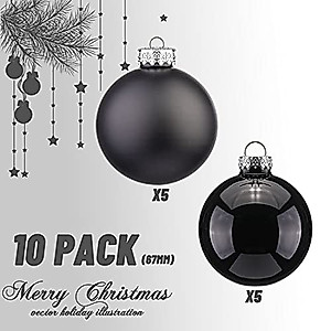 10PCS 2.64"(67mm) Christmas Ball Ornaments for Christmas Decorations, Glass Ball Present for Xmas Trees,Festival, Home Party and Wedding Party, Xmas Tree Decorations Set(Black)