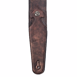 Walker & Williams LIP-05 Metallic Copper Leather Guitar Strap with Cross and Thorns Christian Tooling For Acoustic, Electric, And Bass Guitars