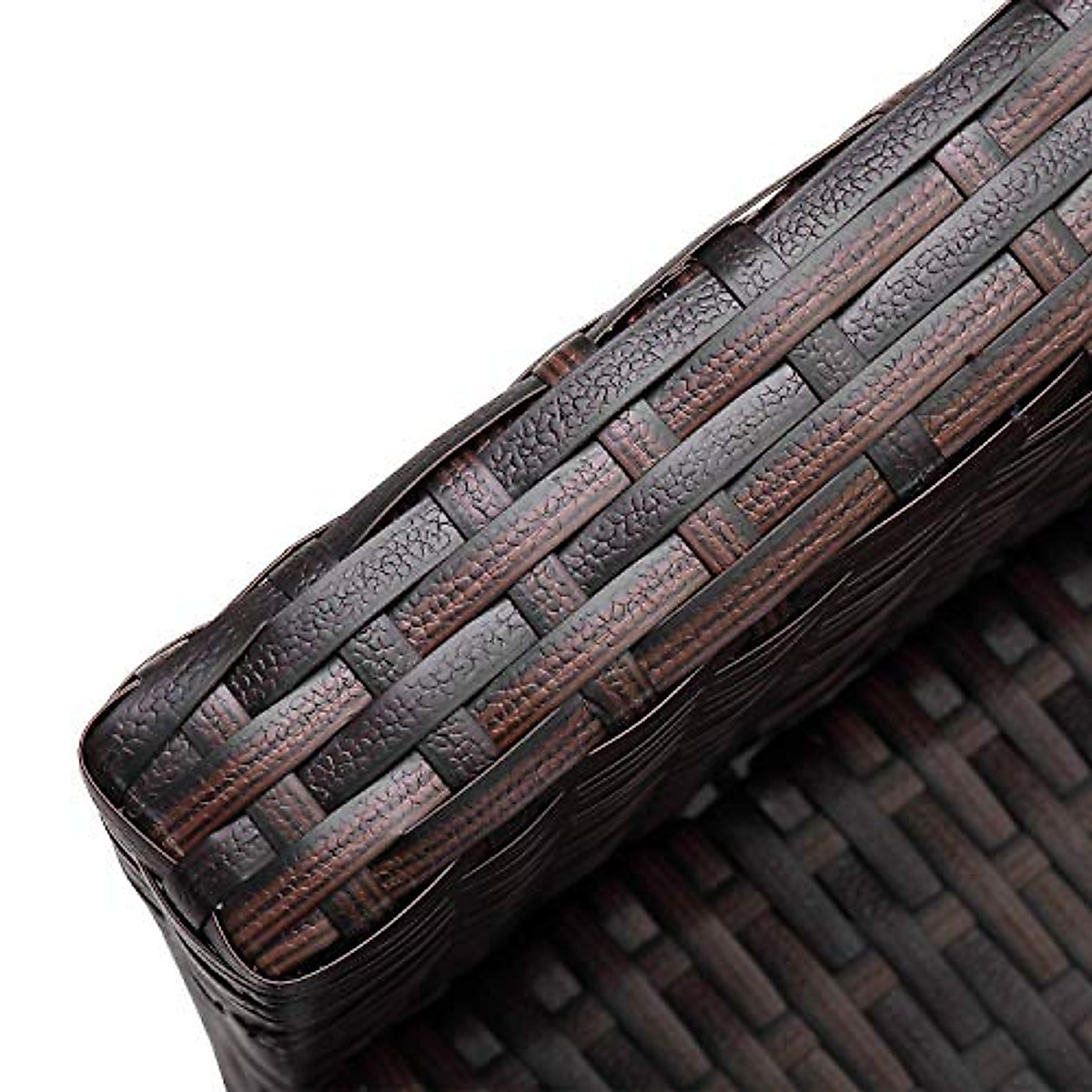 4 Pieces Outdoor Patio Furniture Set Brown Wicker Rattan Cousioned Sectional Conversation Sofa with Coffee Tea Table for Backyard Porch Garden Poolside Balcony Beige