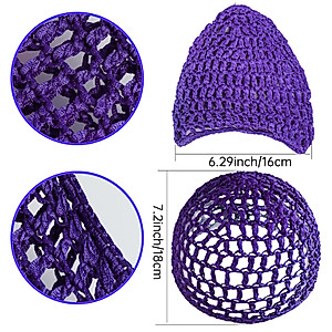 CACASO 5Pcs Mesh Hair Covers - Crocheted Snood Hats for Sleeping, Soft Rayon Knit Snoods in Pink, Black, Blue, Purple, Green