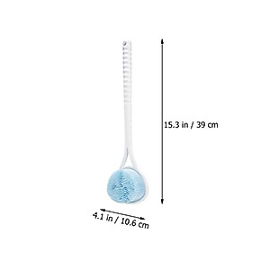 Healifty Bath Scrub Brush Exfoliating Shower Brush Bath Body Brush Handled Back Scrubber Dual-sided Silicone Soft Bath Brush for Wet or Dry Brushing Deep Cleansing and Massage Sky-blue