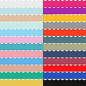 288 Feet Colorful Bulletin Board Borders Scalloped Classroom Borders Colorful Die Cut Border Trim Classroom Decorations for Bulletin Boards Chalkboard Wall Locker Office Back to School Decor,24 Colors