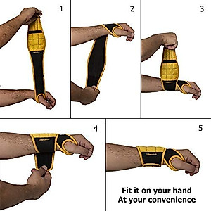 BINYATOOLS Magnetic Wristband -Black- With Super Strong Magnets Holds Screws, Nails, Drill Bit. Unique Wrist Support Design Cool Handy Gadget Gifts for Fathers, Boyfriends, Handyman, Electrician