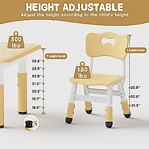 Brelley Kids Table and 4 Chairs Set, Height Adjustable Toddler Table and Chair Set, Graffiti Desktop, Classroom/Daycare/Home, Children Multi-Activity Table for Ages 2-10