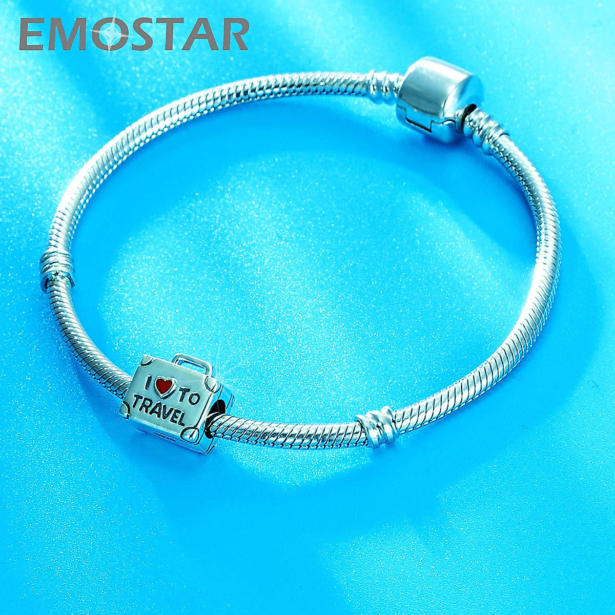 I Love to Travel Suitcase Charms fits Pandora Women Bracelet, 925 Sterling Silver Handbag Enamel Red Heart Beads, Gifts for First Mothers Day/Christmas/Best Mom/Valentines Day