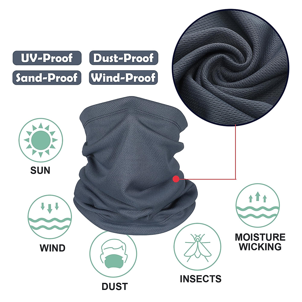 Geyoga Summer Face Mask for Men Neck Gaiters Scarf Face Covering Balaclava Fishing Cycling Running Masks Windproof Bandana (Black, Grey, Royal Blue, Green, Navy, White, 6 Pieces)