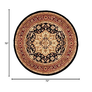 SAFAVIEH Lyndhurst Collection 6' Round Black / Red LNH330Y Traditional Oriental Non-Shedding Entryway Foyer Living Room Bedroom Kitchen Area Rug