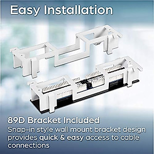 TRENDnet 12-Port Cat5e Unshielded Patch Panel, Wall Mount, Included 89D Bracket, Vertical or Horizontal Installation, Compatible with Cat5e & Cat6 RJ45 Cabling, Black, TC-P12C5V